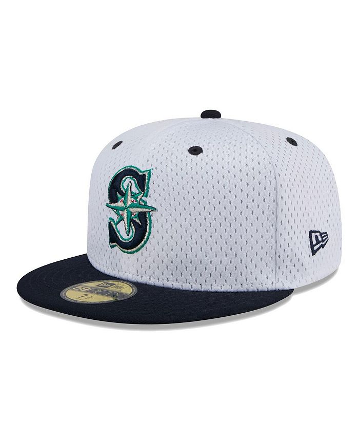 New Era Men's White Seattle Mariners Throwback Mesh 59Fifty Fitted Hat ...