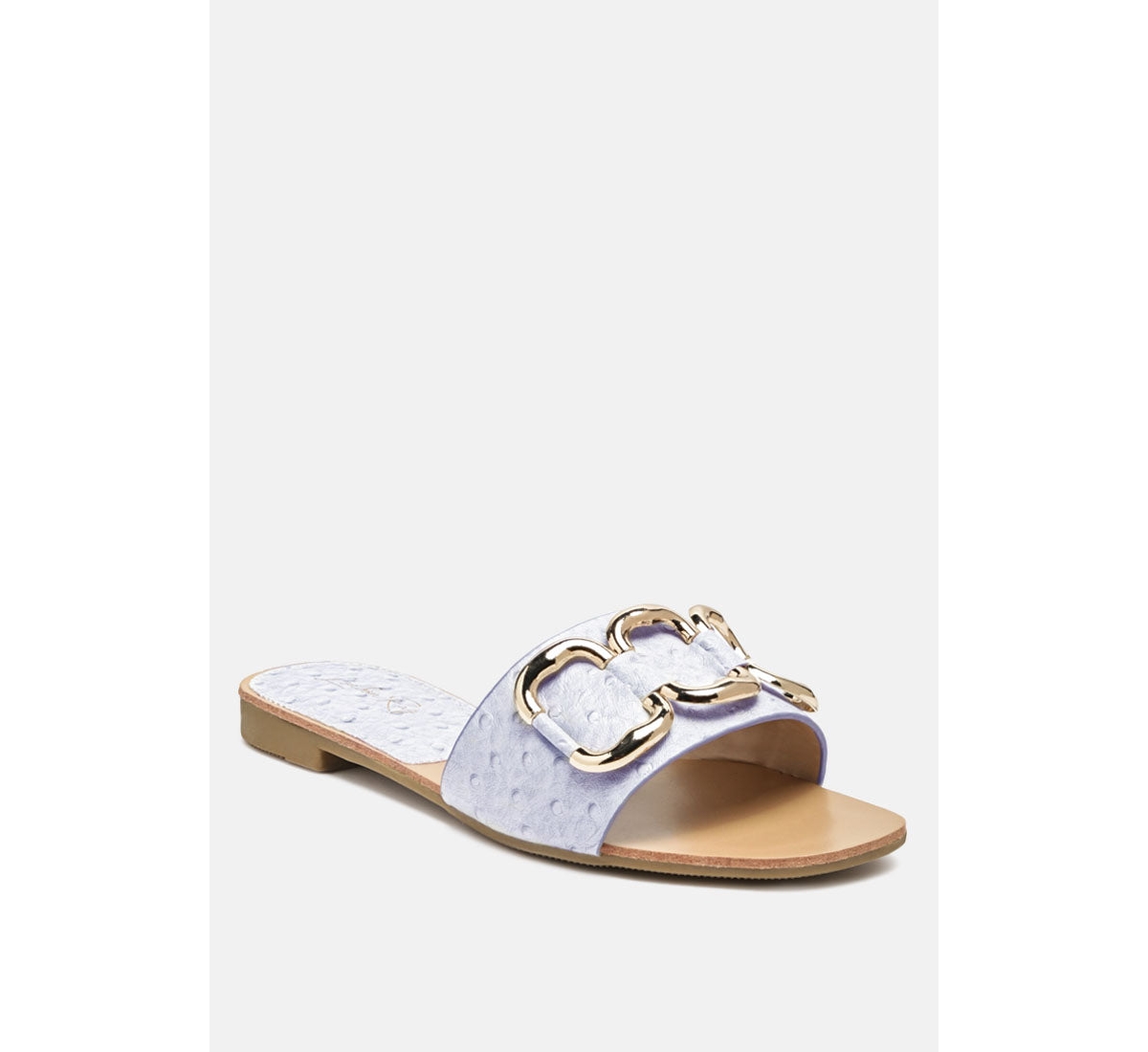 Click here for Madeleine Metal Rings Flat Slides - Blue prices