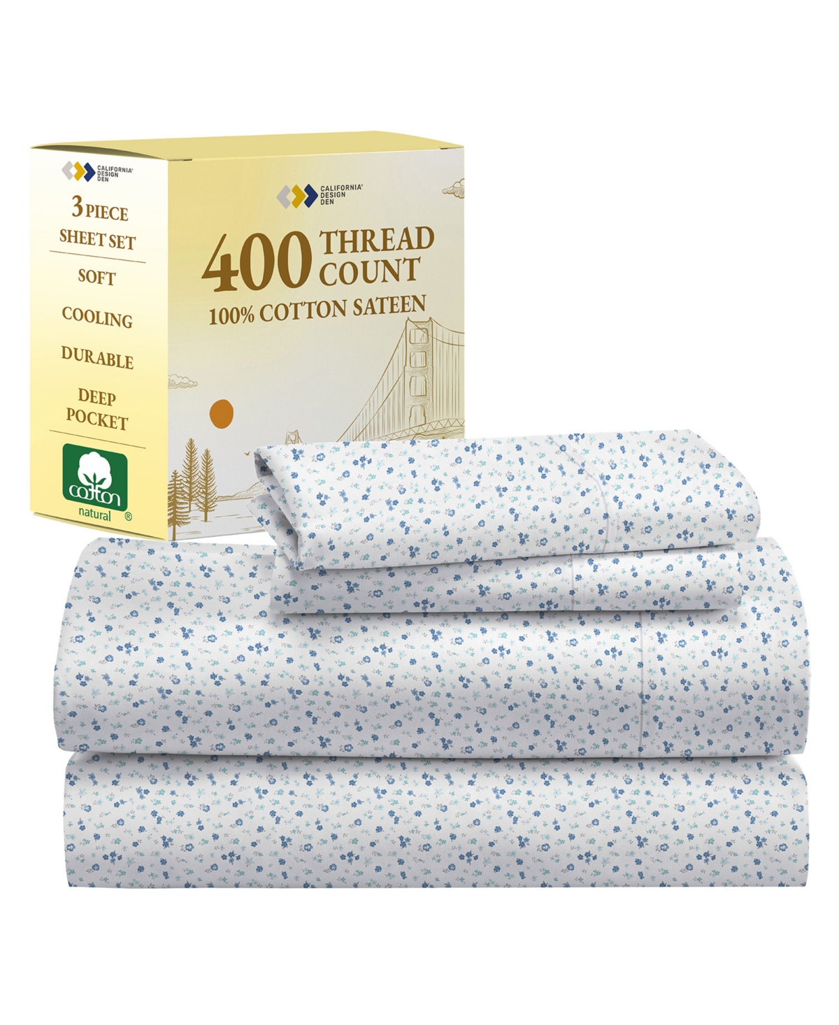 Click here for 400 Thread Count 100 Cotton Printed Sheet Set - Ca... prices