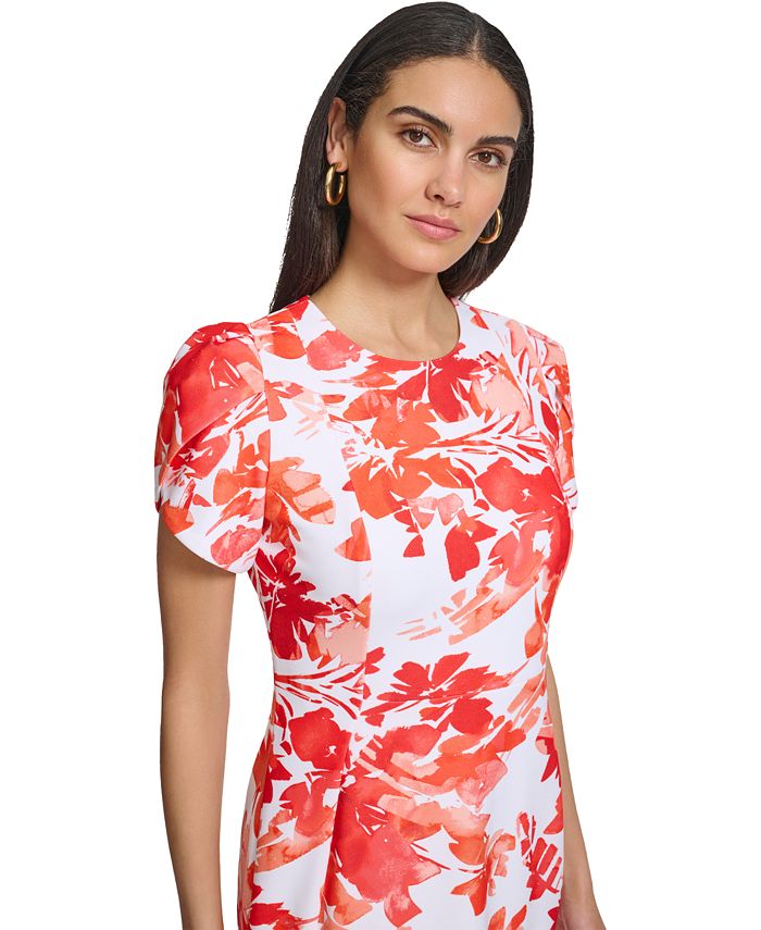 Calvin Klein Women's Short-Sleeve Scuba-Crepe Sheath Dress - Macy's