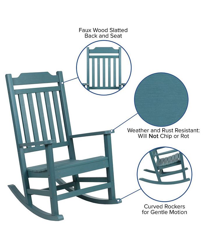 MERRICK LANE Set Of 2 Hillford Poly Resin Indoor/Outdoor Rocking Chairs ...