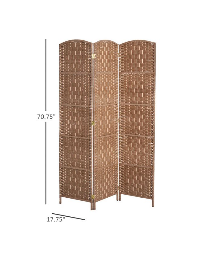 HOMCOM 3 Panel Resin Wicker Folding Room Divider Privacy Screen Home ...