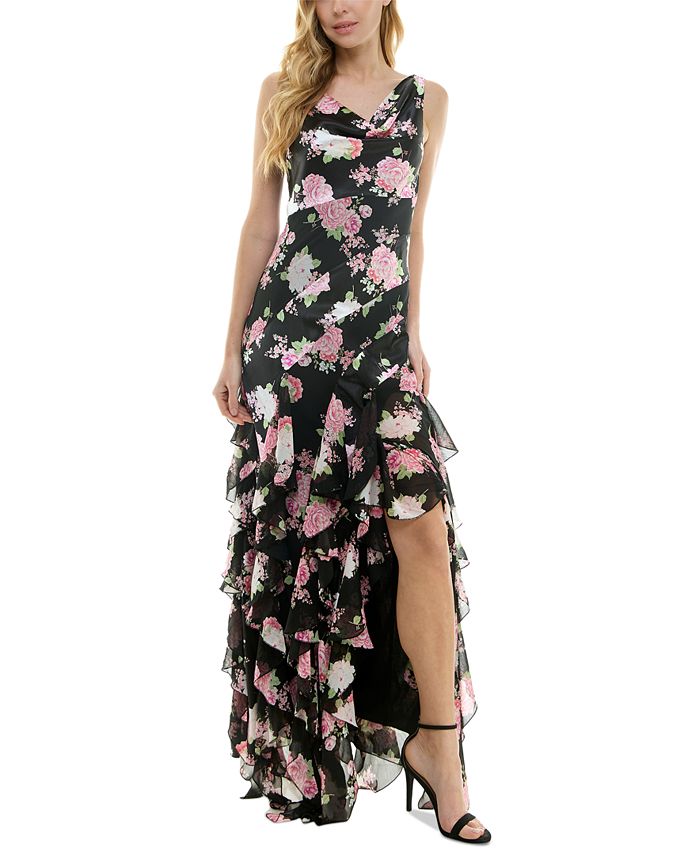 City Studios Juniors' Ruffled Floral Maxi Dress - Macy's