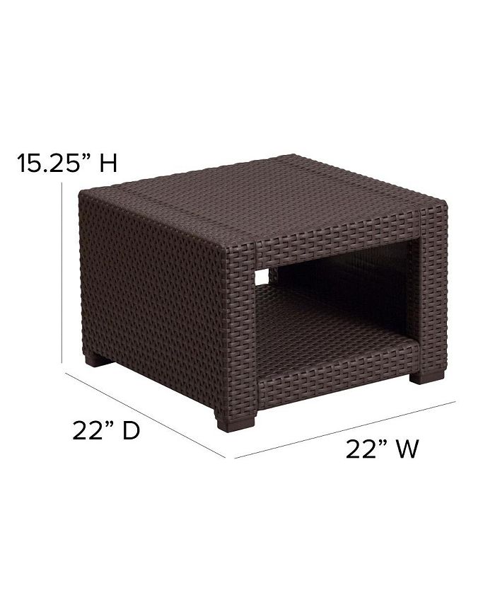 MERRICK LANE Malmok Outdoor Furniture Side Table Faux Rattan Wicker ...