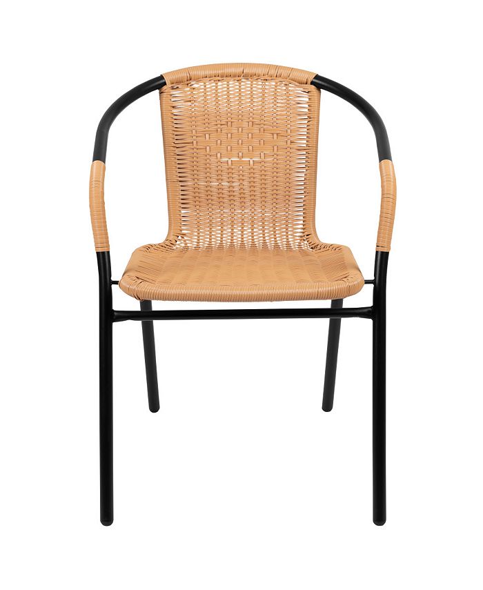 EMMA+OLIVER 2 Pack Rattan Indoor-Outdoor Restaurant Stack Chair With Curved Back - Macy's