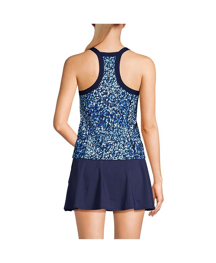 Lands' End Women's Chlorine Resistant High Neck Zip Front Racerback ...