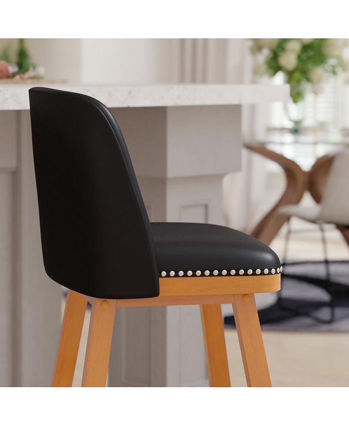 EMMA+OLIVER Jada Upholstered Mid-Back Stools With Nailhead Accent Trim ...