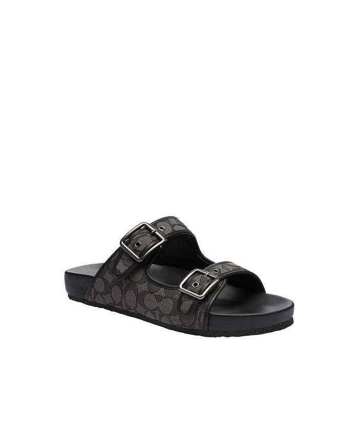 COACH Men's Signature and Leather Buckle Strap Sandal - Macy's