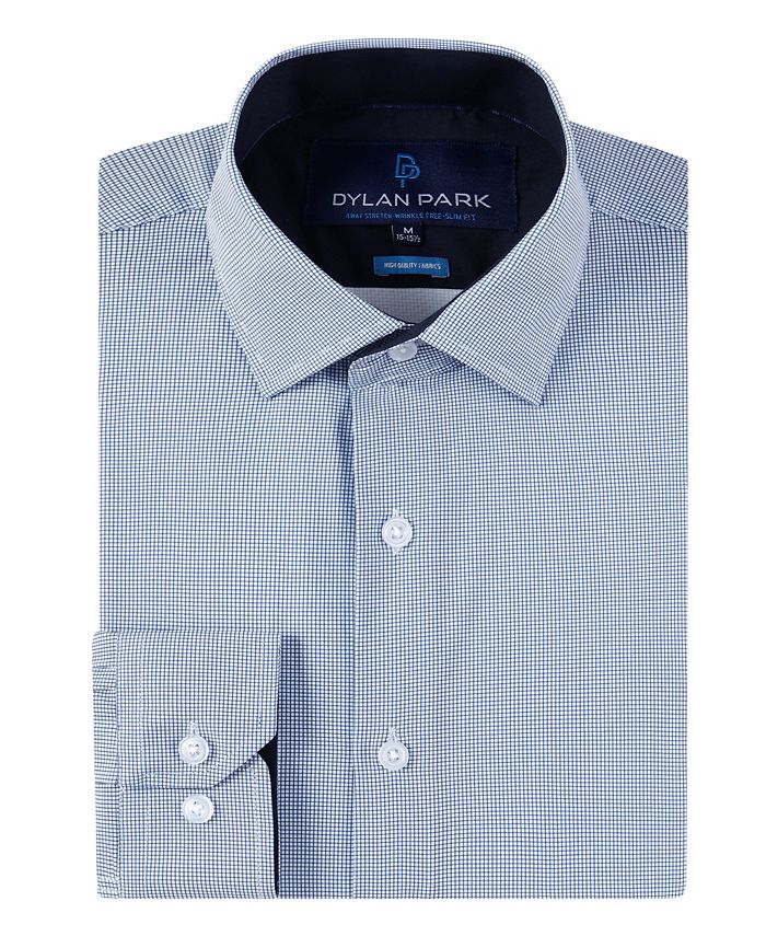 Dylan Park Men's Geometric Performance Stretch Button Down Dress Shirt ...