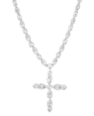 Arabella Cubic Zirconia Mixed Cut Cross 18" Pendant Necklace in ...