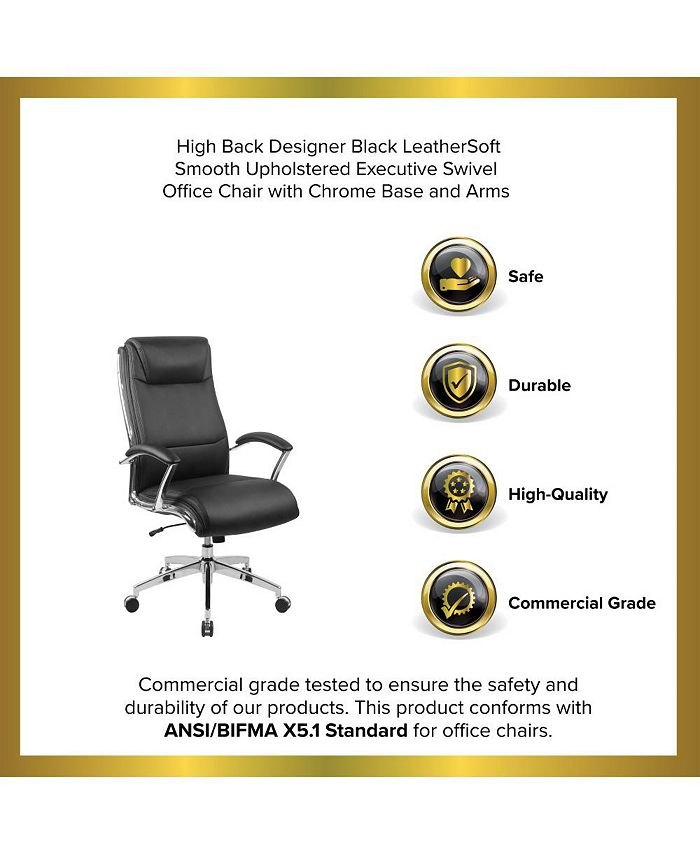 MERRICK LANE Lombard High-Back Office Chair With Padded Arms Ergonomic ...