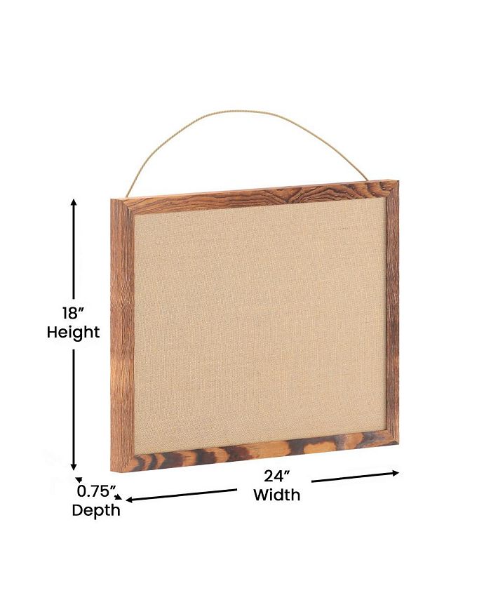 MERRICK LANE Clarey Linen Display Board With Wooden Frame And Push Pins ...