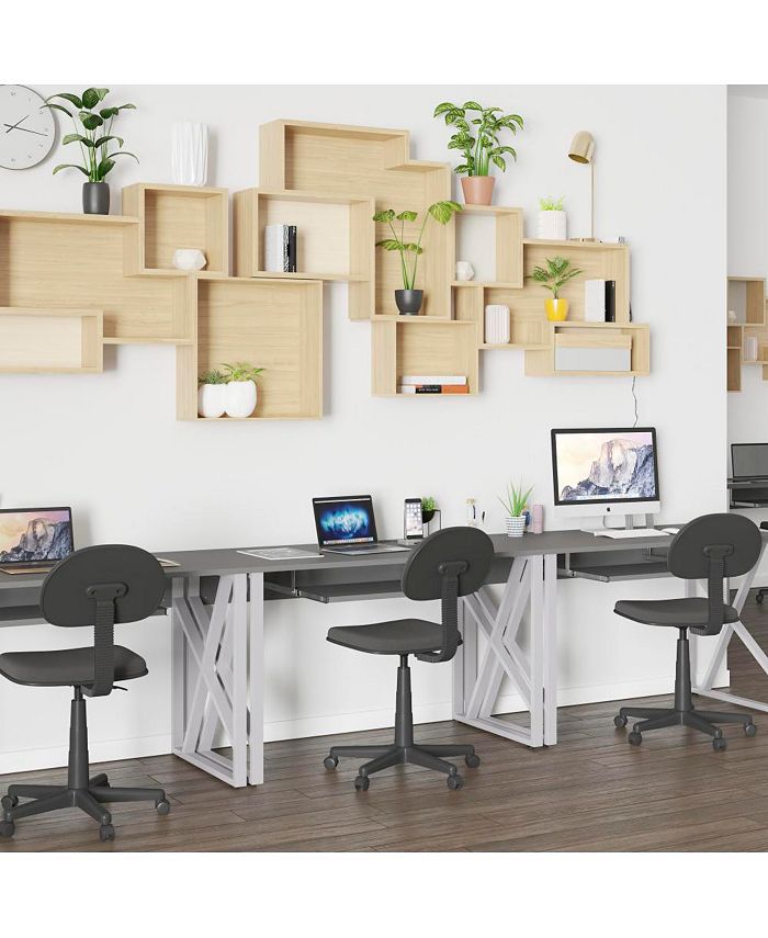 EMMA+OLIVER Computer Desk With Pull-Out Keyboard Tray And Cross-Brace ...