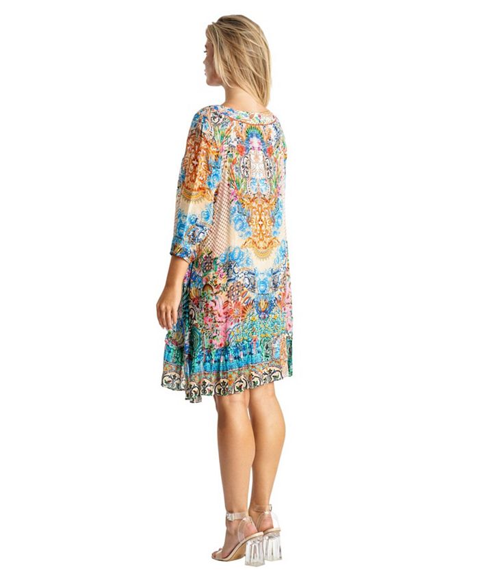 La Moda Clothing Women's Boho Queen Short V-neck Dress - Macy's