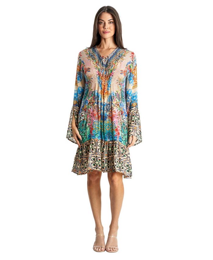 La Moda Clothing Women's Short Long Bell Sleeves Dress - Macy's