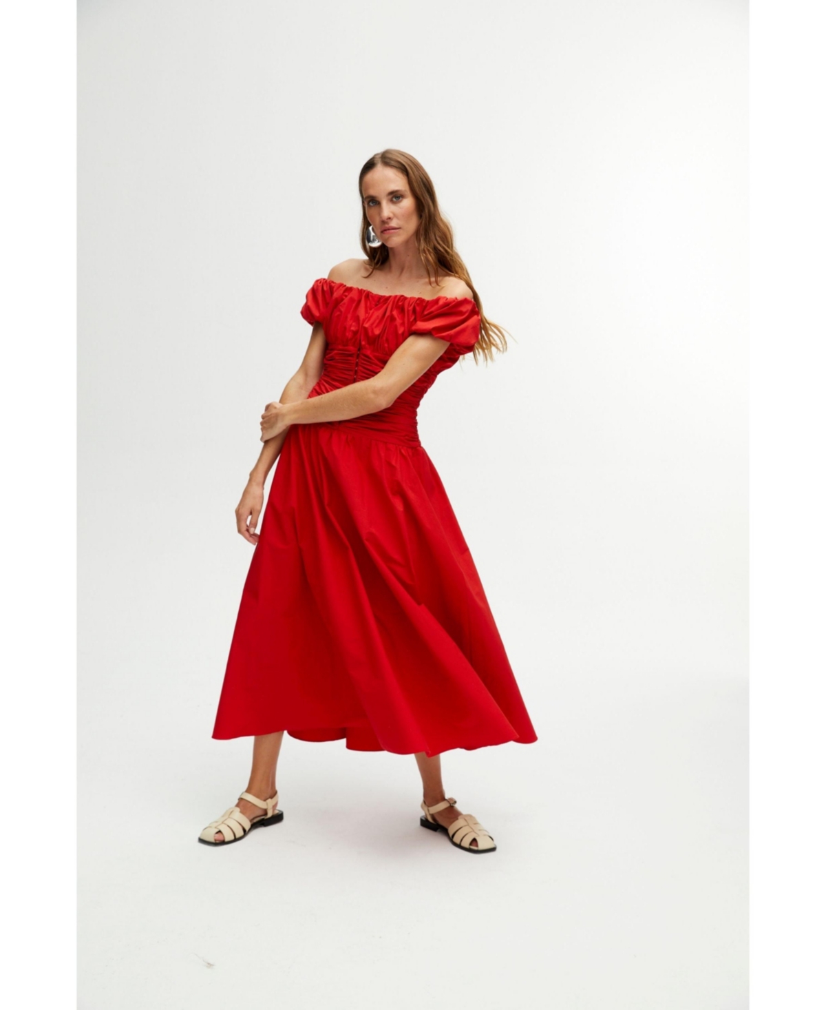 Click here for Nocturne Womens Drape Midi Dress - Red prices