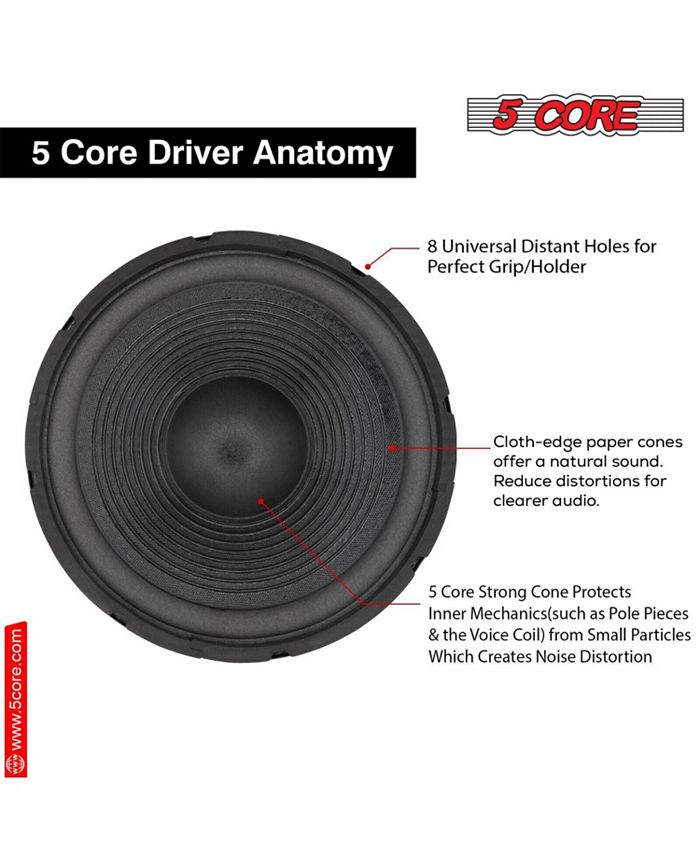 5 Core 12 Inch Subwoofer Speaker 1200W Peak 8 Ohm DJ Replacement Bass ...