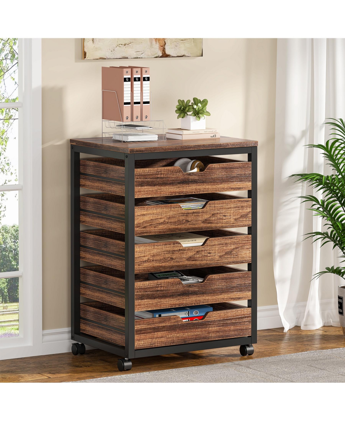 Click here for Tribesigns 5 Drawer Chest  Wood Storage Dresser Ca... prices
