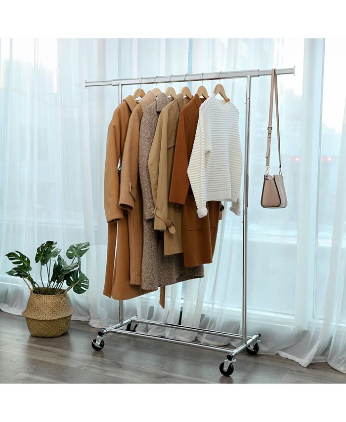 Slickblue Versatile Clothes Rack With Wheels, Extendable Hanging Rail ...