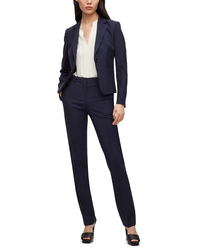 Hugo Boss Women's Virgin Wool Regular-Fit Button-Up Jacket - Macy's