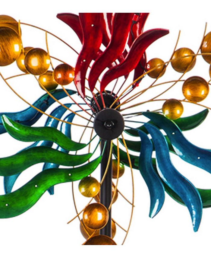 Evergreen 84" Wind Powered Lighted Wind Spinner, Circles & Waves - Macy's