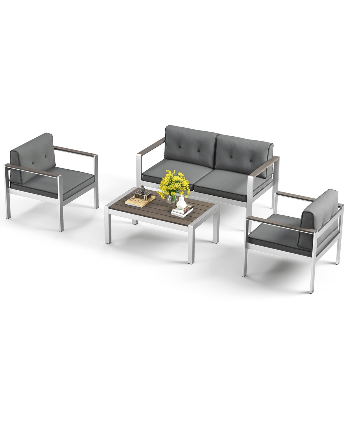 Click here for Gymax 4 Pieces Patio Furniture Set Conversation Se... prices