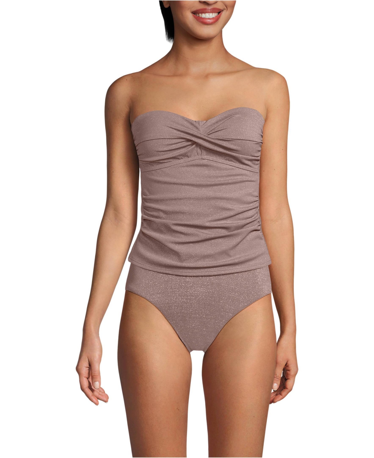 Click here for Lands End Womens Shine Wrap Bandeau Tankini Swimsu... prices