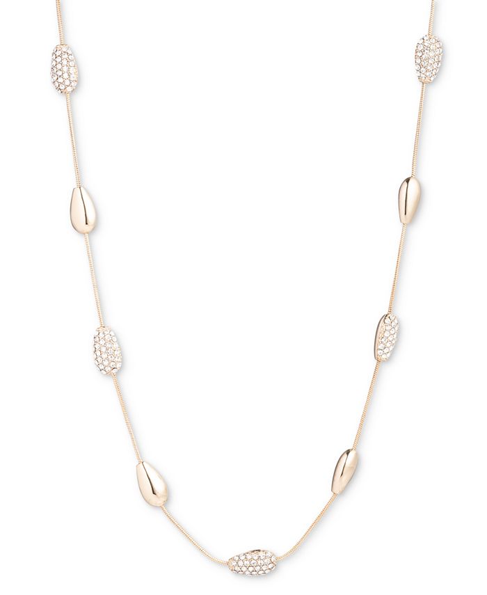 Lauren Ralph Lauren Gold-Tone Pavé Pear-Shape Station Collar Necklace ...