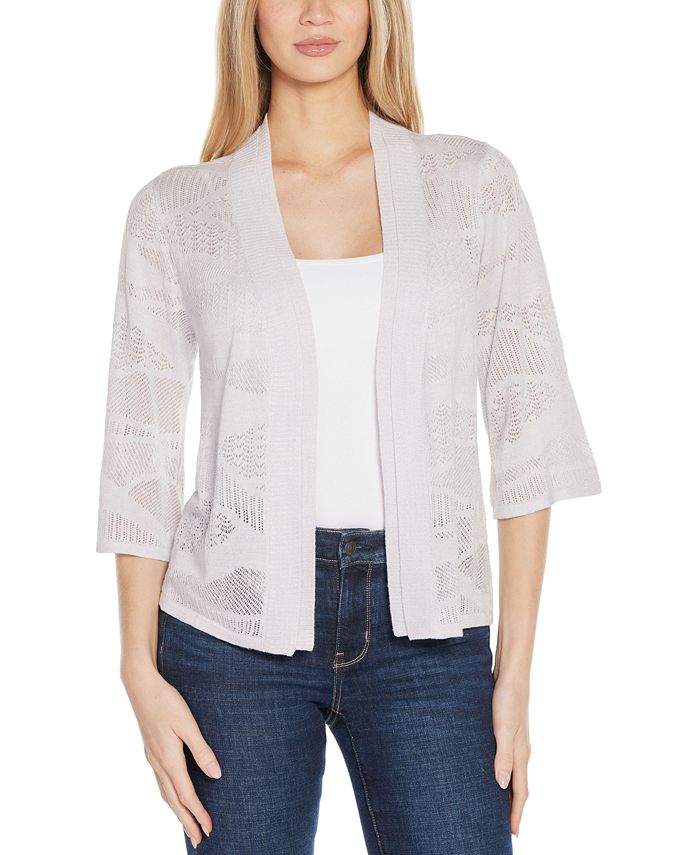 Belldini Women's Metallic Pointelle Stitch Cardigan - Macy's