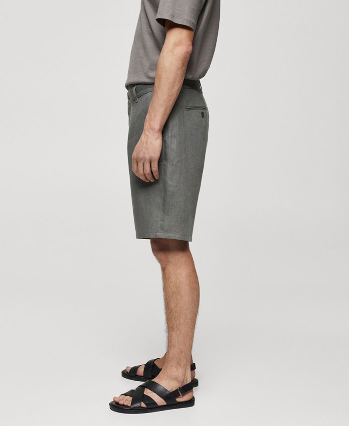 MANGO Men's Slim Fit 100% Linen Bermuda Shorts - Macy's
