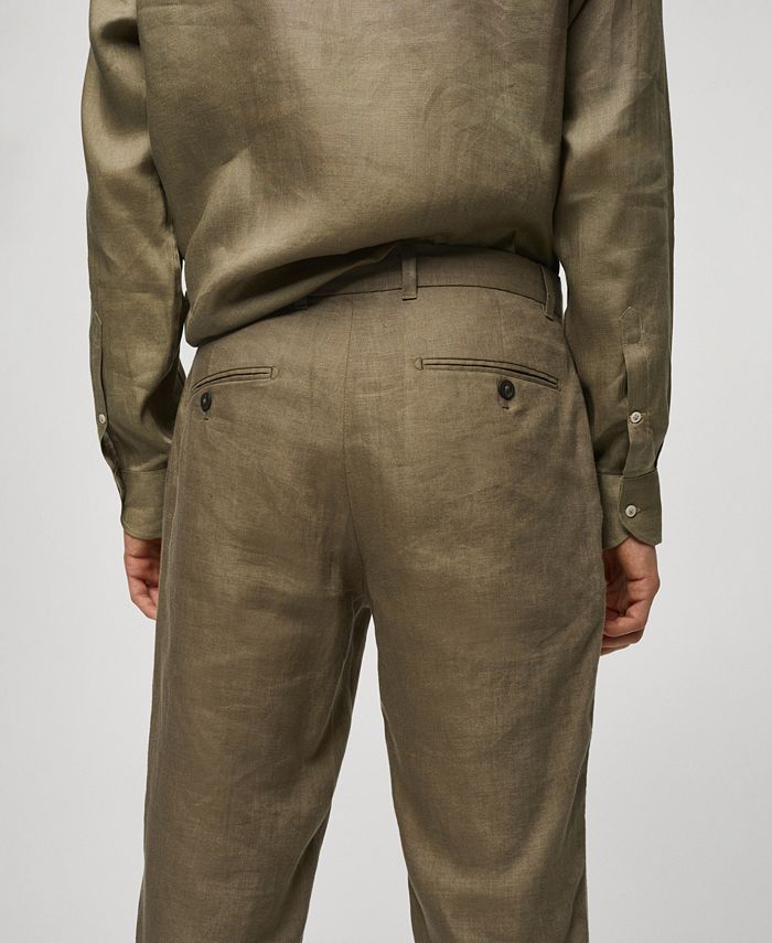MANGO Men's Slim-Fit 100% Linen Pants - Macy's