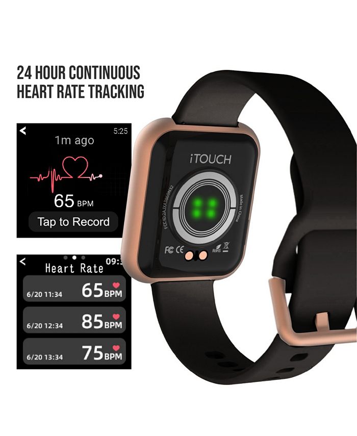 iTouch Air 3 Unisex Black Silicone Strap Smartwatch 40mm with White Amp ...