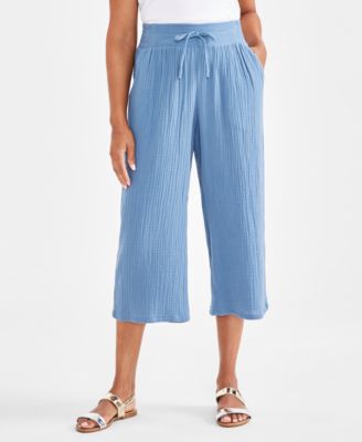 JM Collection Women's Gauze Cropped Pull-On Pants, Created for Macy's ...