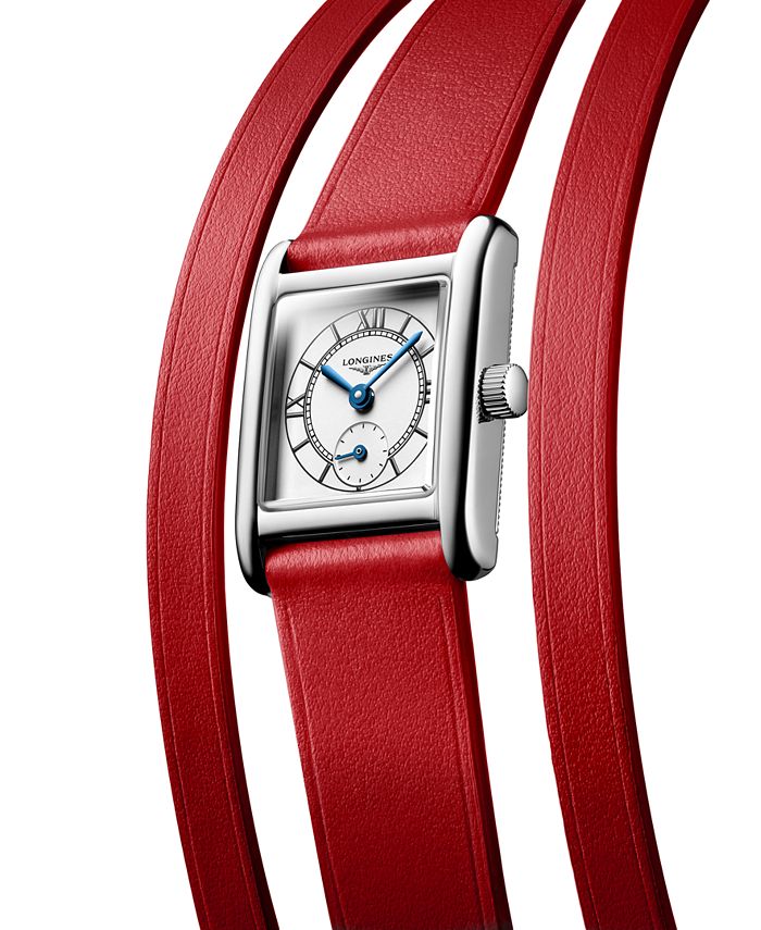 Longines Women's Swiss Mini Dolcevita Red Three-Row Leather Strap Watch ...