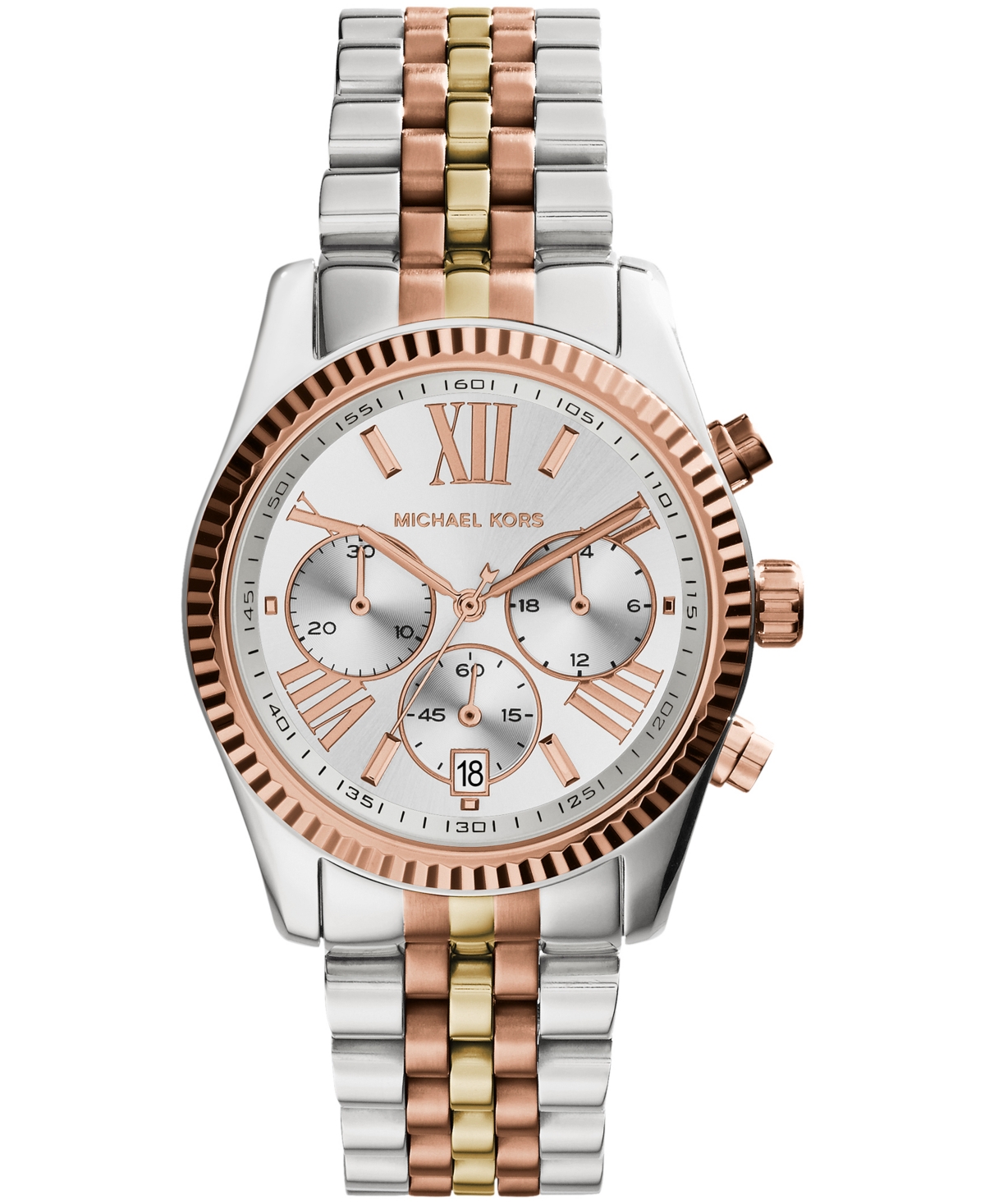 Click here for Michael Kors Womens Lexington Tri-Tone Stainless S... prices