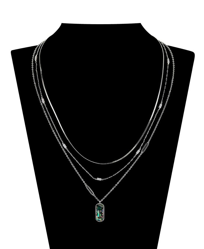 Unwritten Abalone Tag Herringbone Layered Necklace Set - Macy's