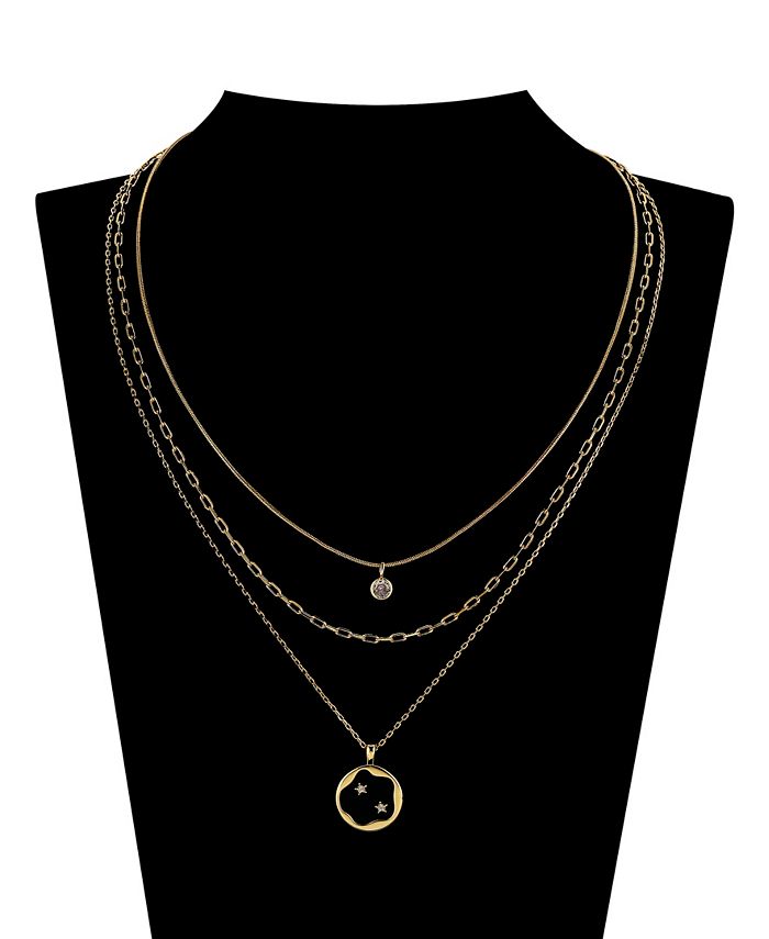 Unwritten Cubic Zirconia Star Paperclip Layered Necklace Set - Macy's