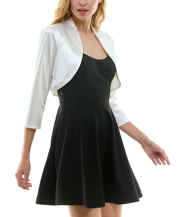 City Studios Juniors' Satin Open-Front Shrug - Macy's