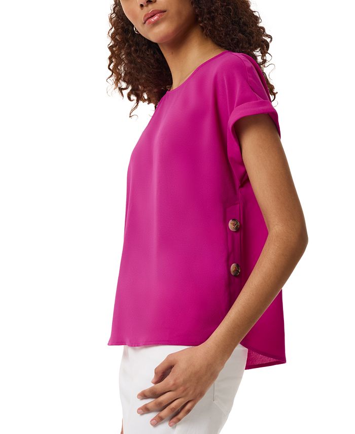 Jones New York Petite Short-Sleeve Side-Button Top - Macy's