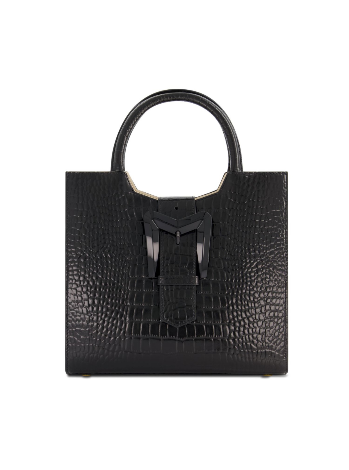 Click here for Crocodile Leather Buckle Detail Medium Tote Bag -... prices