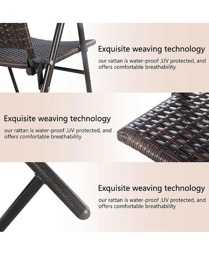 Gymax Folding Rattan Chair Brown 4 PCS Outdoor Indoor Furniture - Macy's