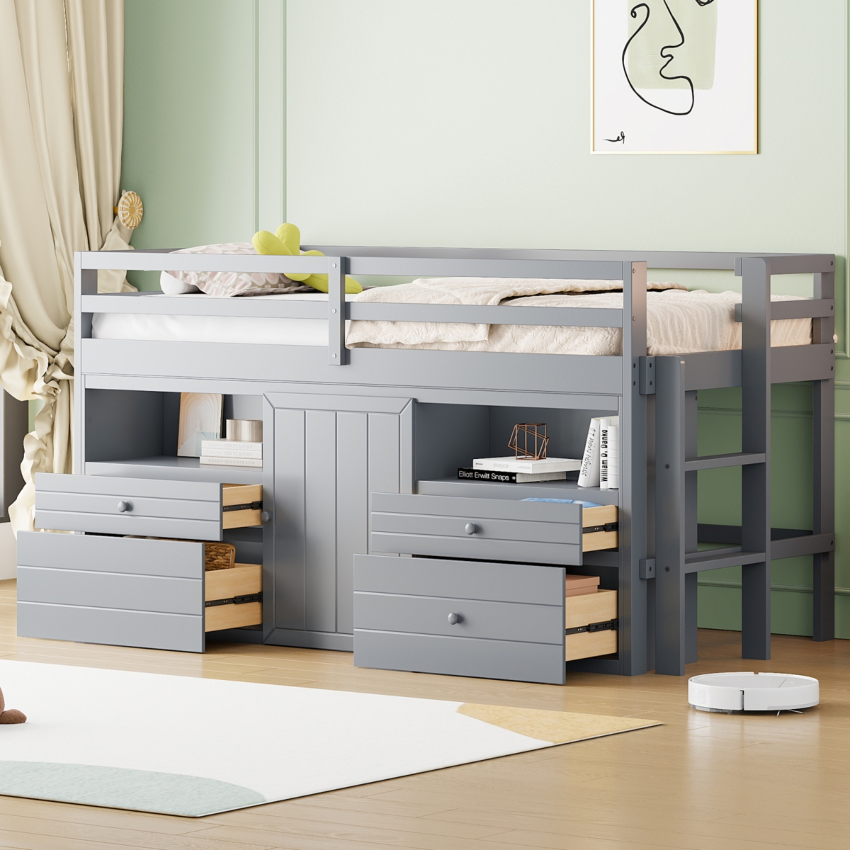 Click here for Simplie Fun Twin Size Loft Bed With 4 Drawers  Und... prices