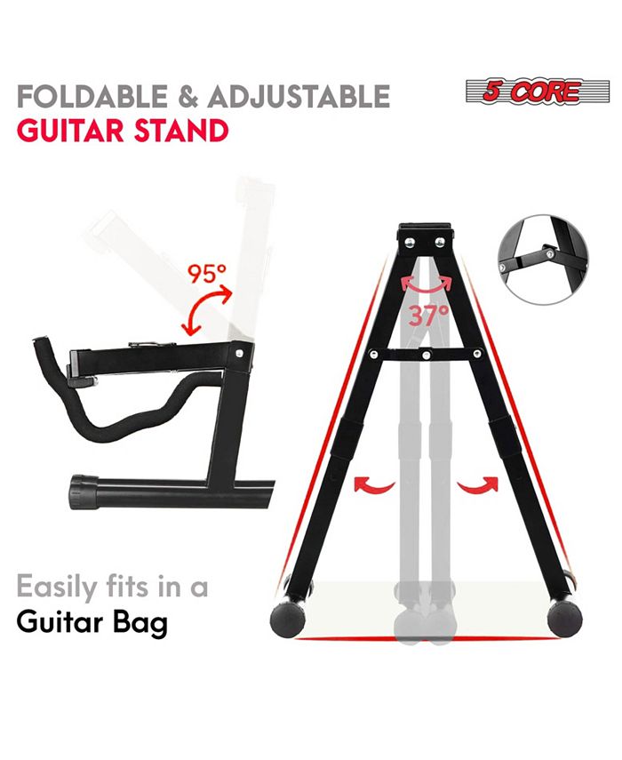 5 Core 2 Pcs Guitar Stands Floor Universal A Frame Folding Instruments ...