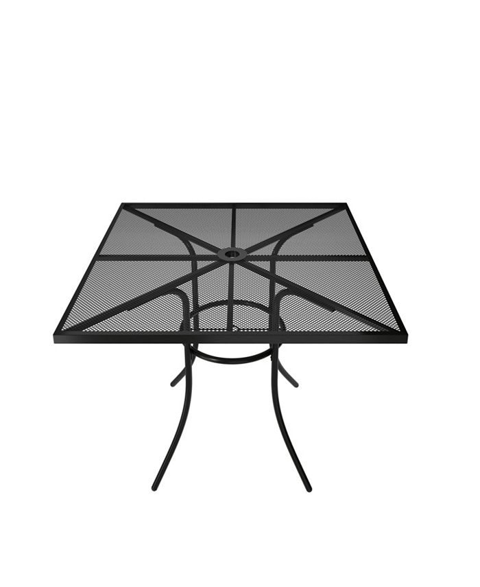 Mondawe Steel Mesh Table Square Dining Table With Umbrella Hole For ...