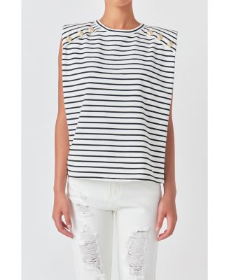 English Factory Women's Power Shoulder Top - Macy's
