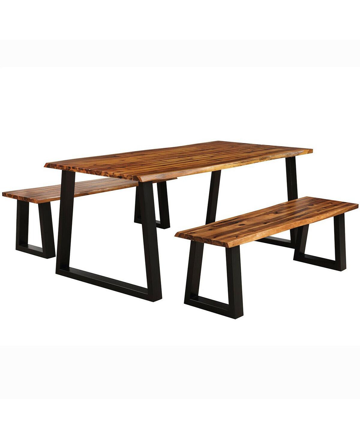 Click here for Gymax Picnic Table Set Acacia Wood 3 Piece Table B... prices