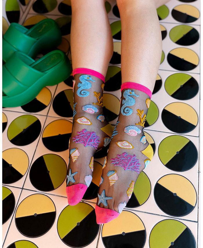 Sock Candy Women's Under the Sea Black Sheer Sock - Macy's