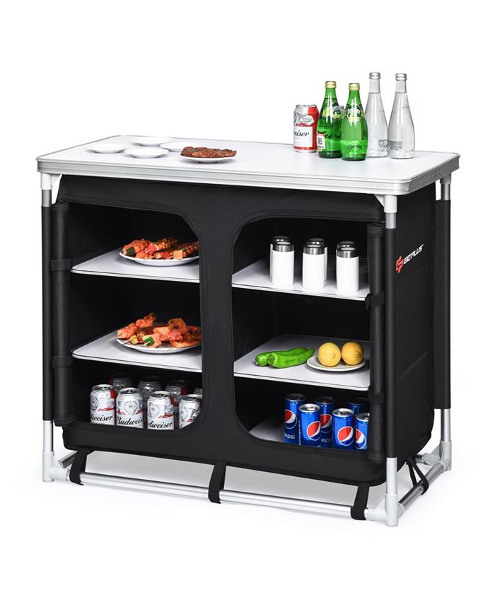 SUGIFT Portable Camping Kitchen Table with Storage Shelves - Macy's