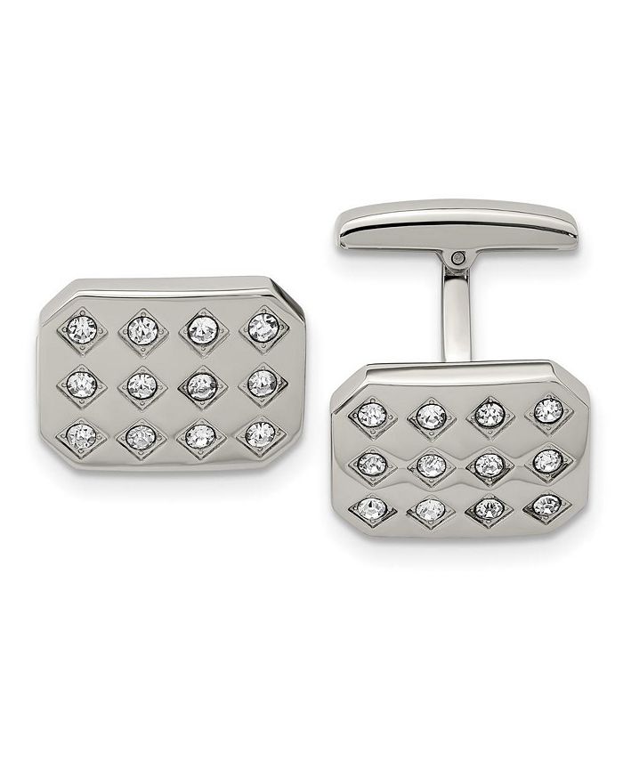Chisel Stainless Steel Polished CZ Cufflinks - Macy's