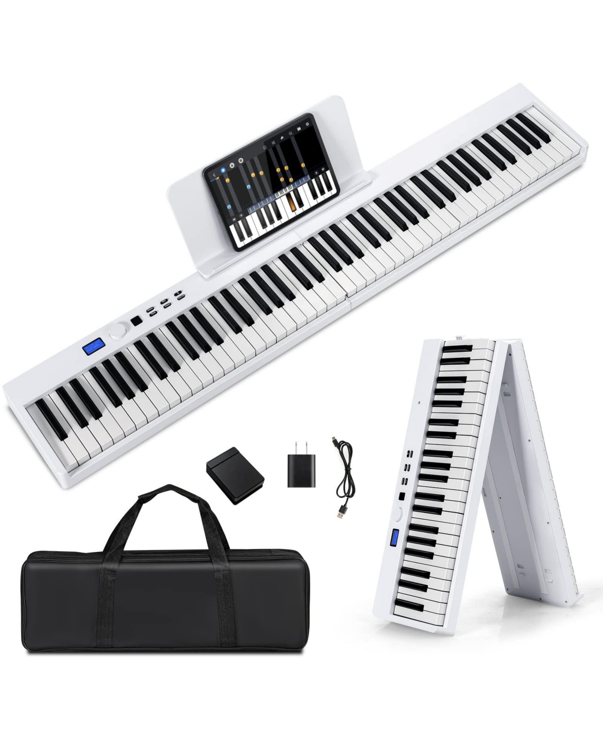 Click here for Sugift White 88-Key Foldable Digital Piano with Mi... prices